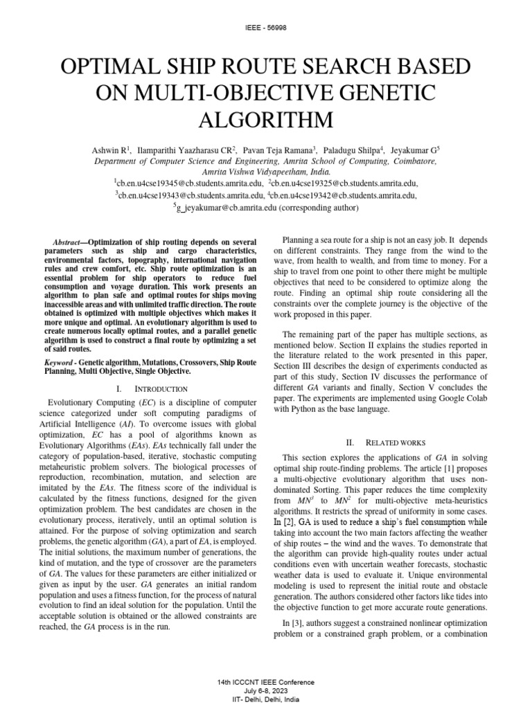Multi-Objective Ship Route Optimization | PDF | Metaheuristic | Applied Mathematics