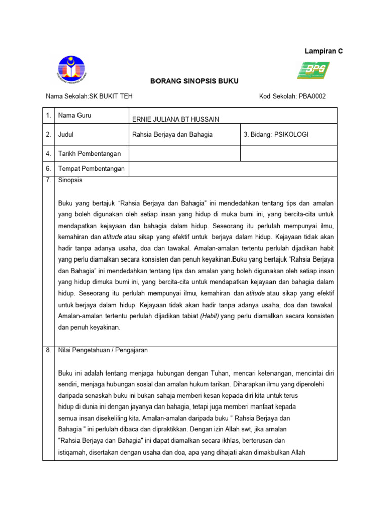 Sinopsis buku Rahsia Berjaya dan Bahagia | PDF