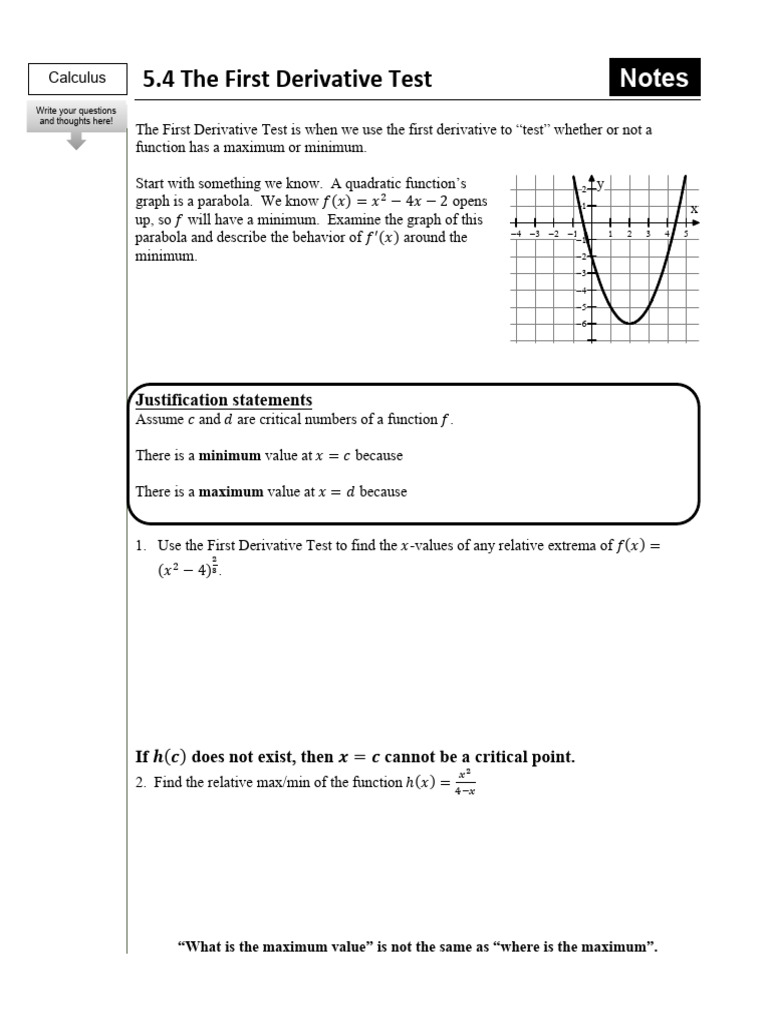 Calc 5.4 Packet | PDF | Function (Mathematics) | Derivative