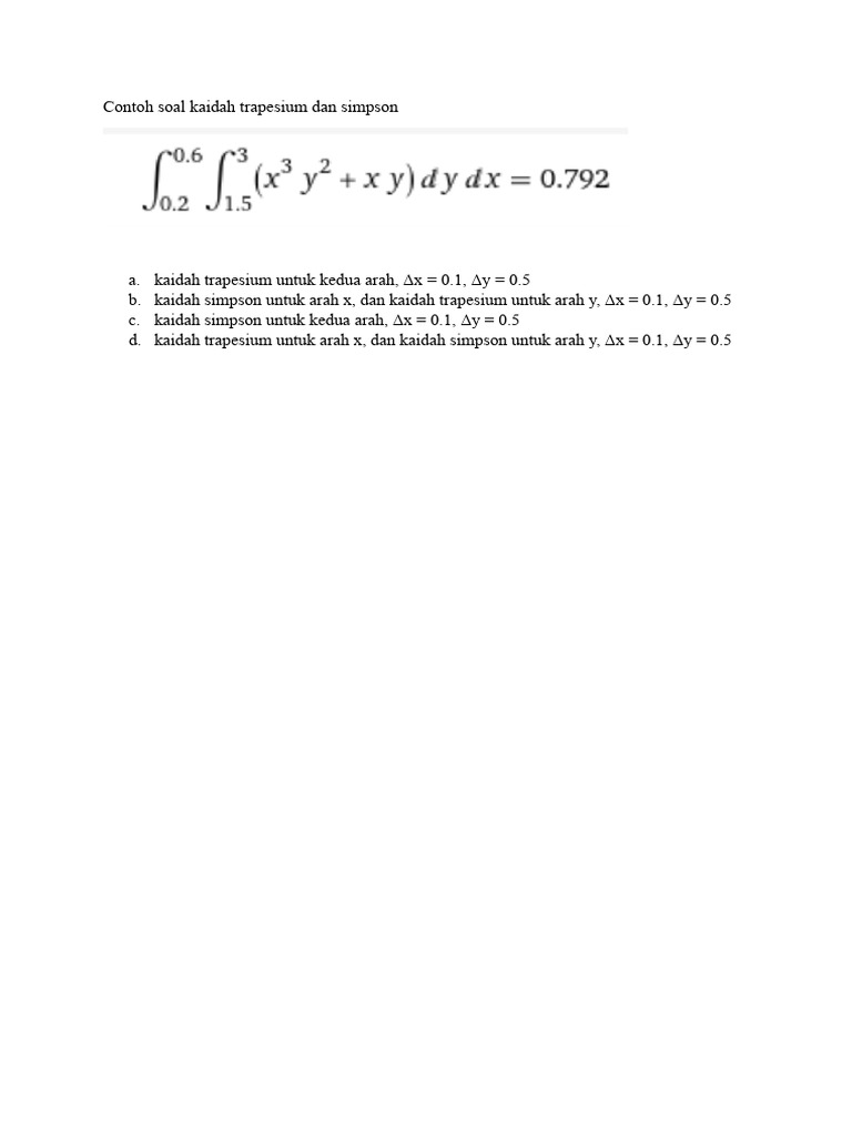Contoh Soal Kaidah Trapesium Dan Simpson | PDF