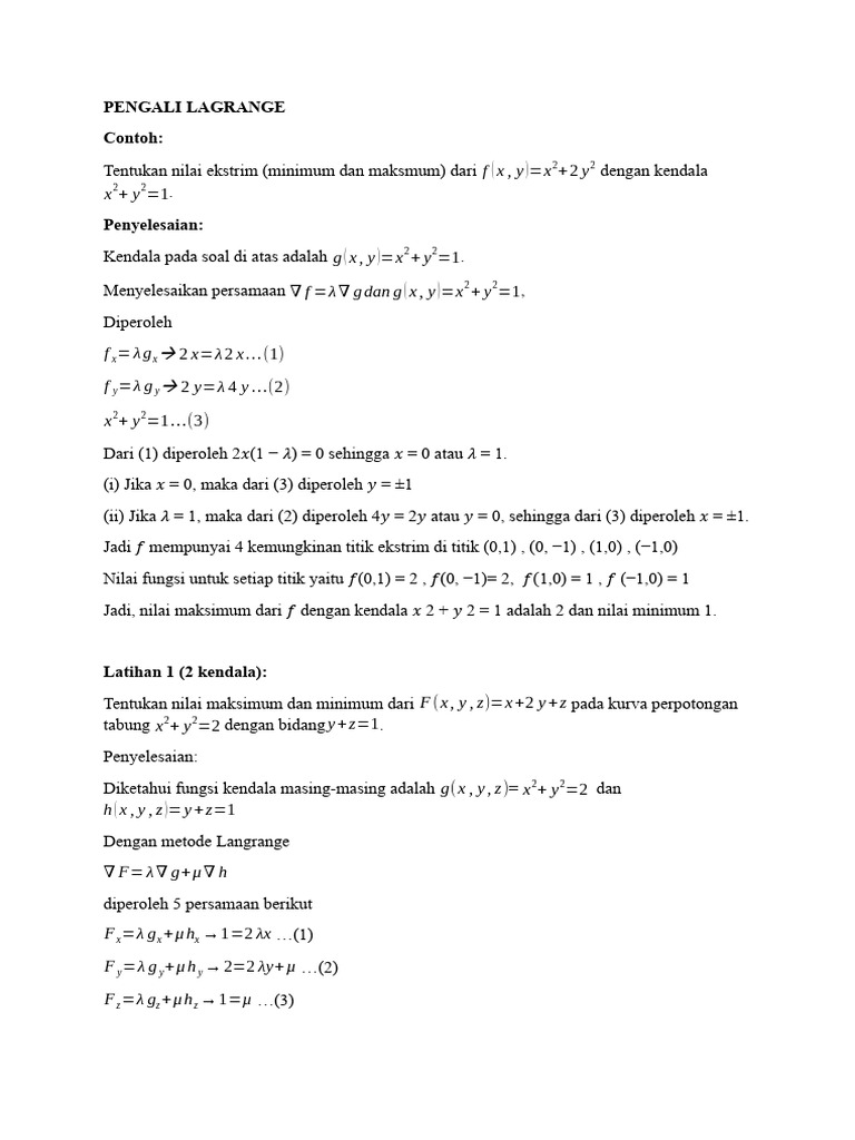Pengali Lagrange | PDF