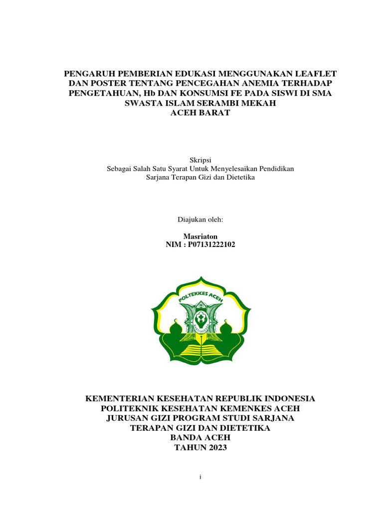 Skripsi Anemia Remaja Putri | PDF Skripsi Anemia Remaja Putri | PDF