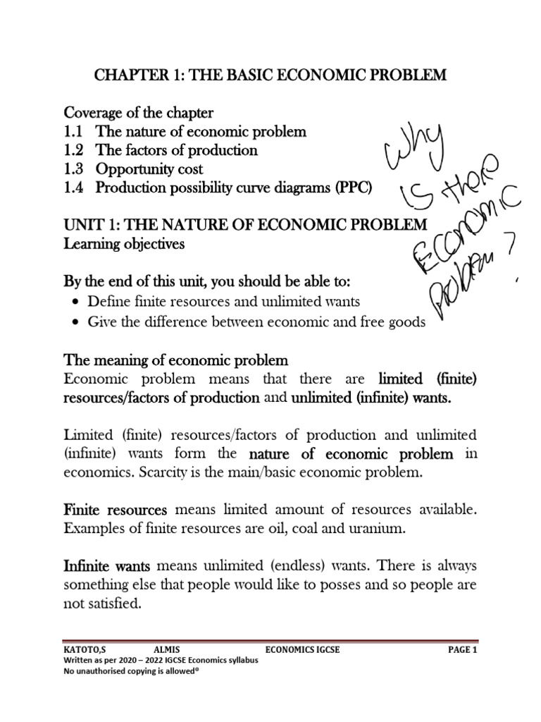 The Basic Economic Problem Full Notes | PDF | Economics | Labour Economics