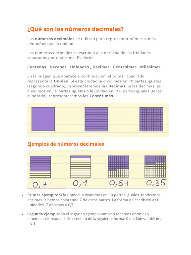 Números Decimales: Definición y Ejemplos | PDF | Lexicología ...