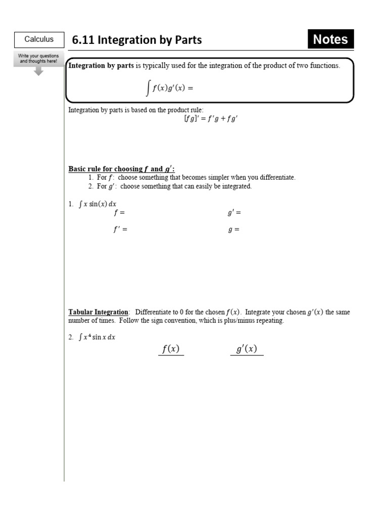 Calc 6.11 Packet | PDF | Geometric Measurement | Physical Quantities