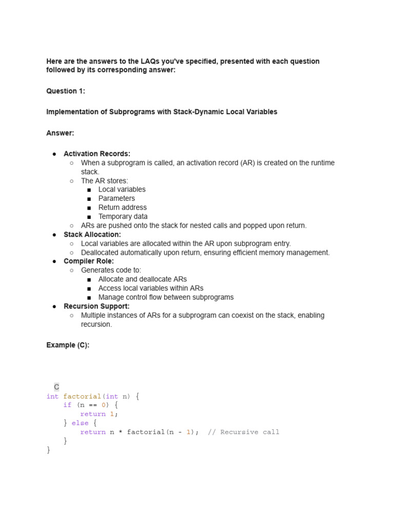 Long Answers Ppl Pdf Parameter Computer Programming Functional Programming 