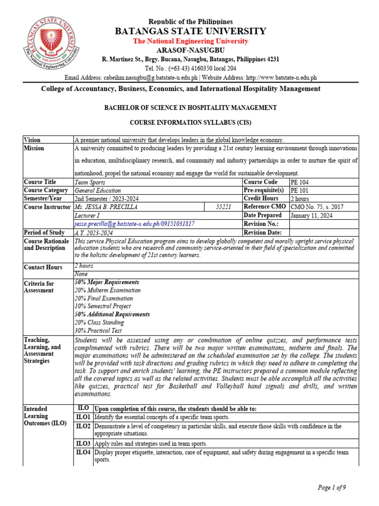 Cis Pe 104 BSHM | PDF