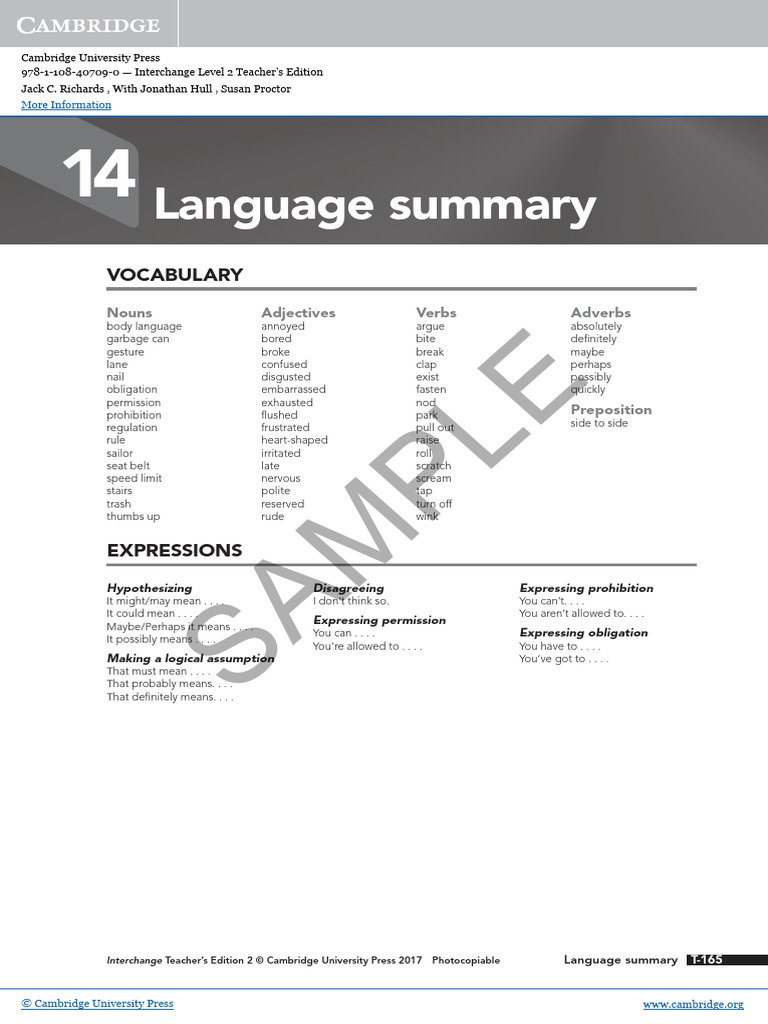 Interchange Level 2 Teacher's Guide | PDF | Adverb | Language Families