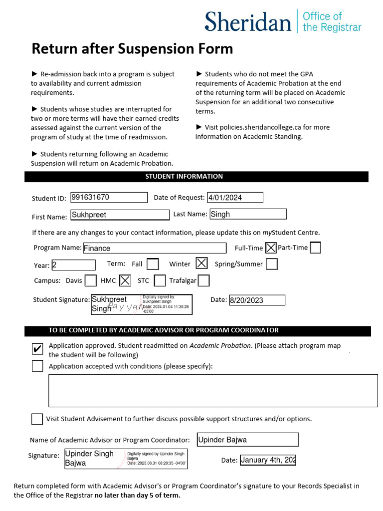 Return Suspension Form | PDF