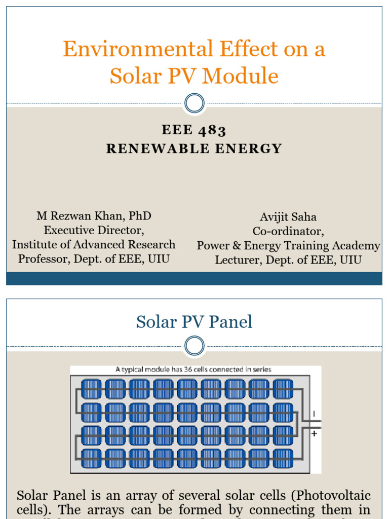 EEE 483 (Environmental Effect On Solar PV Module) | PDF | Solar Panel ...