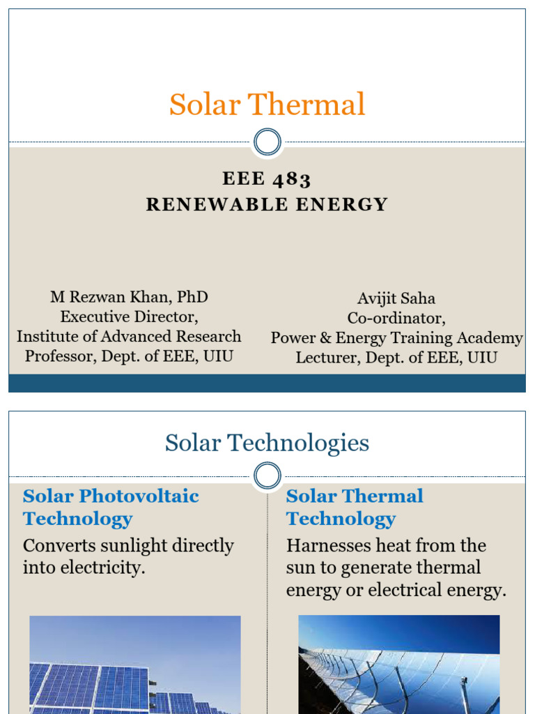EEE 483 (Fundamentals of SolarThermal) | PDF | Solar Energy | Physical Quantities
