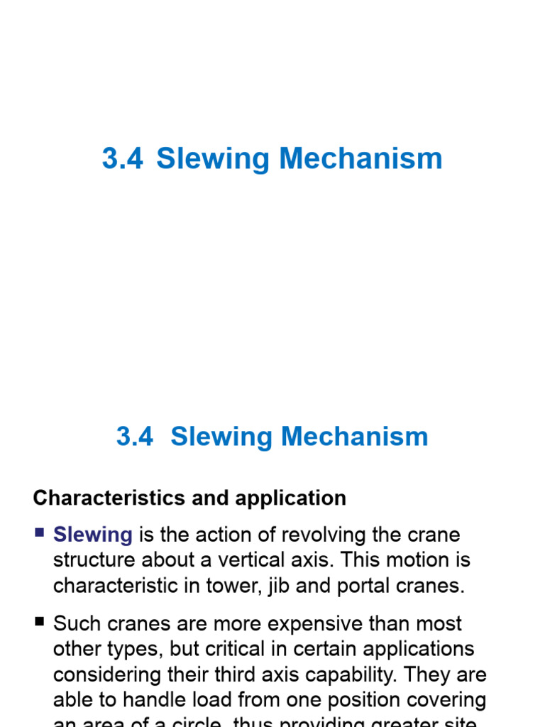 Slewing Mechanism in Crane Systems | PDF | Electric Motor | Bearing ...