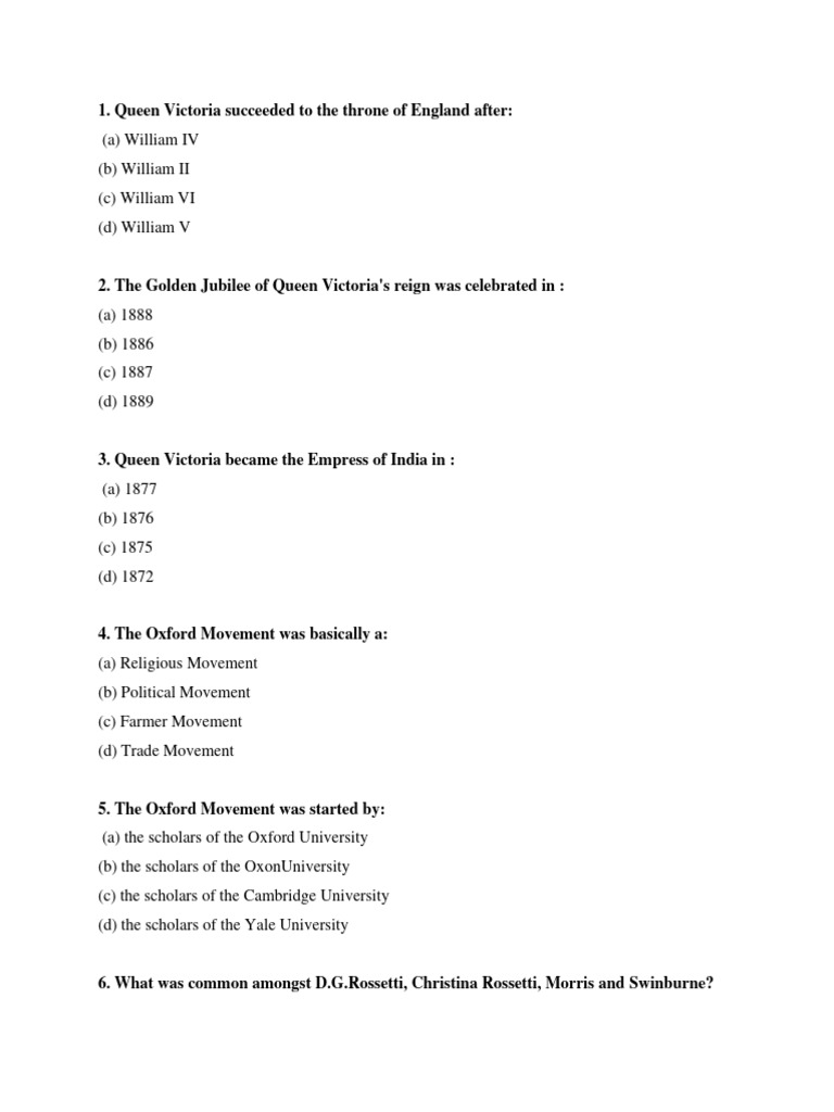 Victorian Literature MCQ | PDF | Victorian Literature | George Eliot