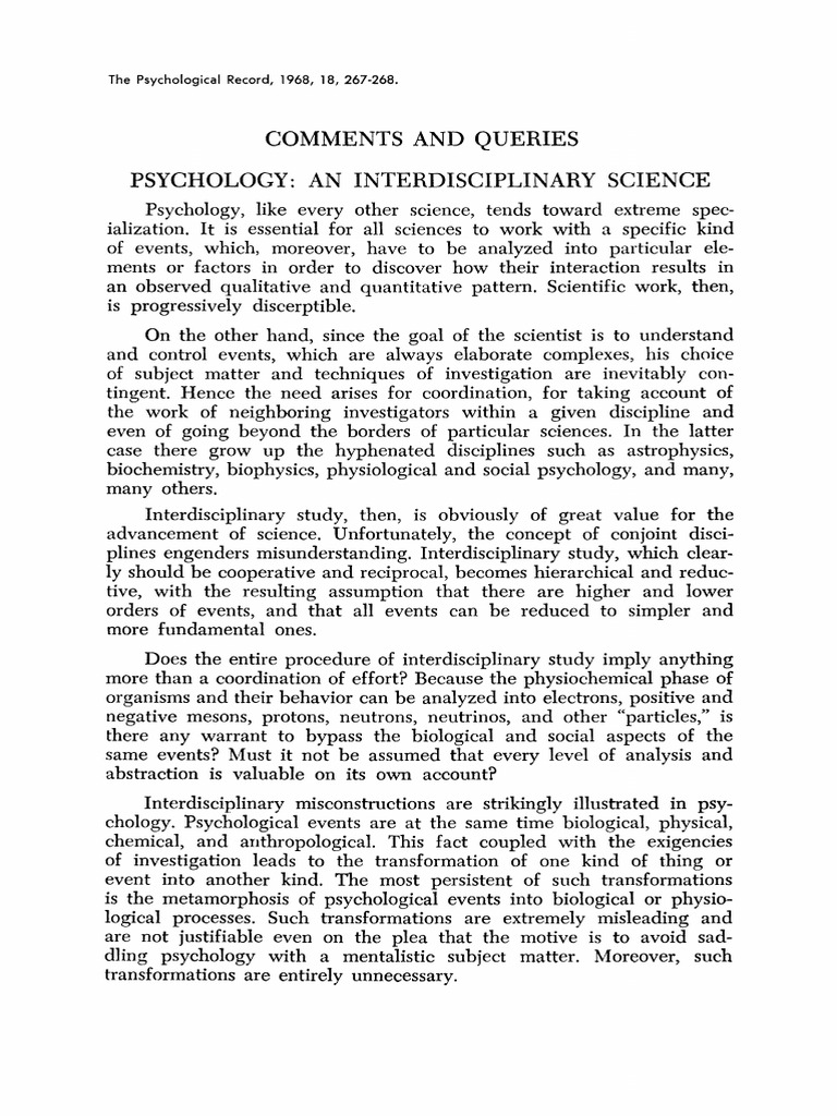 Interdisciplinary Insights in Psychology | PDF | Psychology | Science