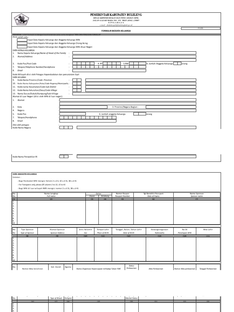 FORMULIR F-1.01 (Form Isian KK) .XLSX - Google Spreadsheet | PDF