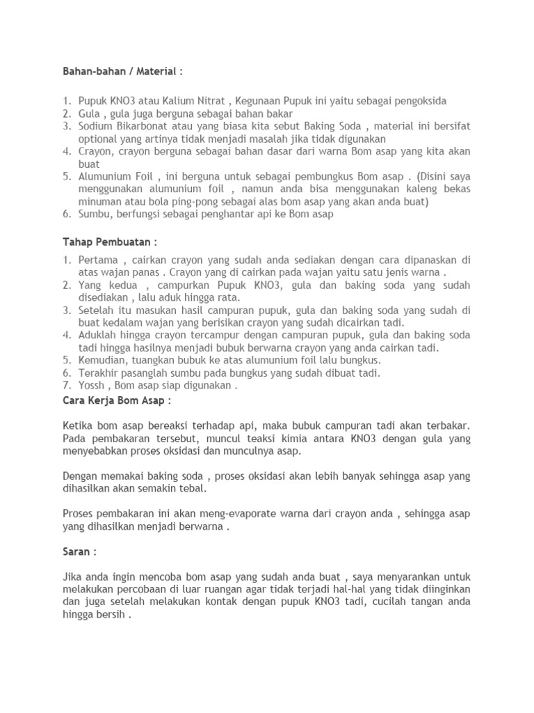 Bahan BOM Asap | PDF