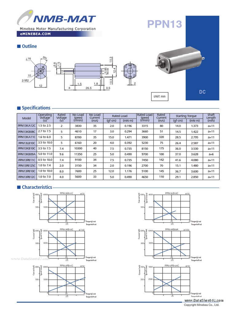 Motor Compactera PPN13KB Datasheet | PDF | Electrical Engineering | Electricity