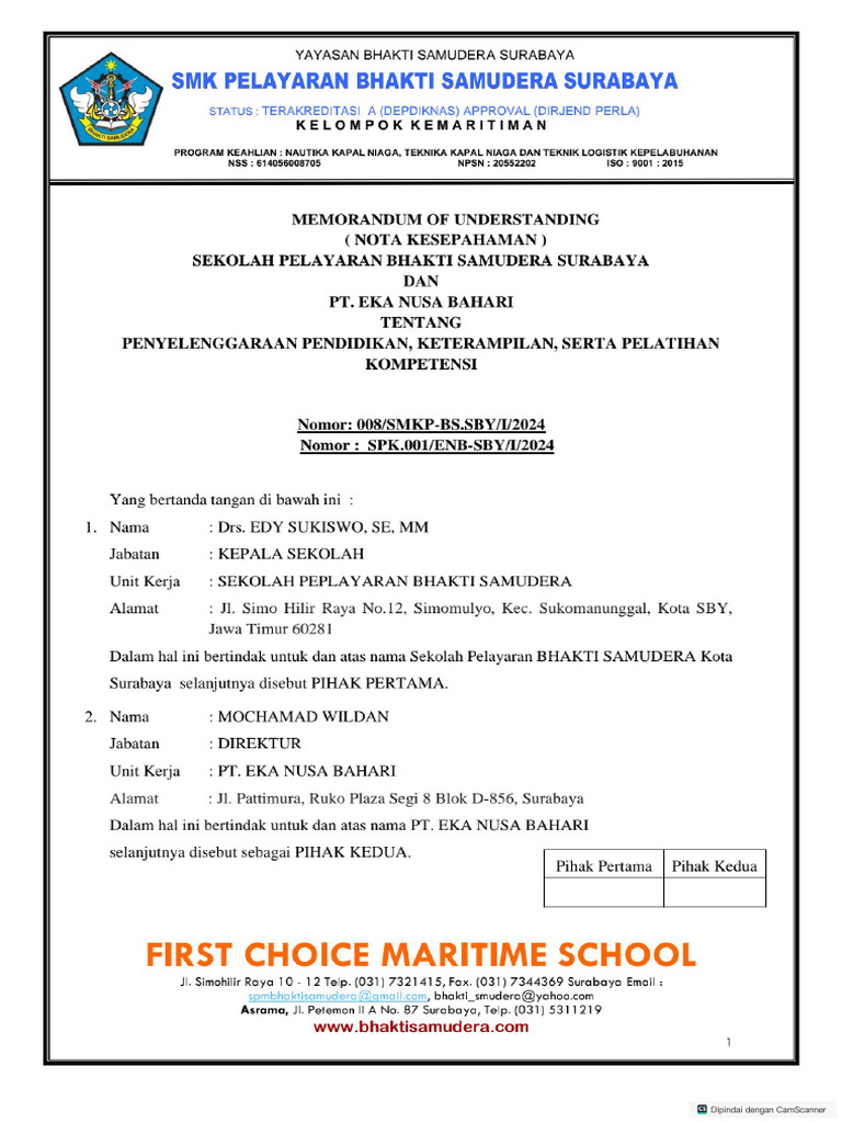 SPK - 001 - MoU SMKPBS | PDF