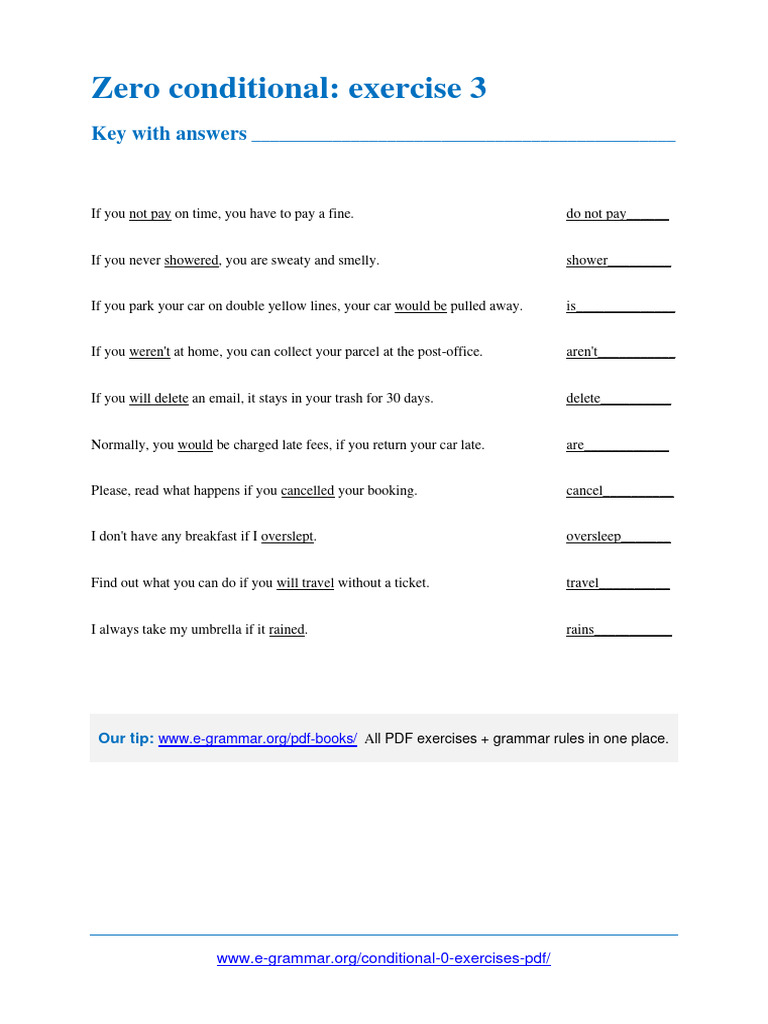 Zero Conditional Exercise 3 Key | PDF