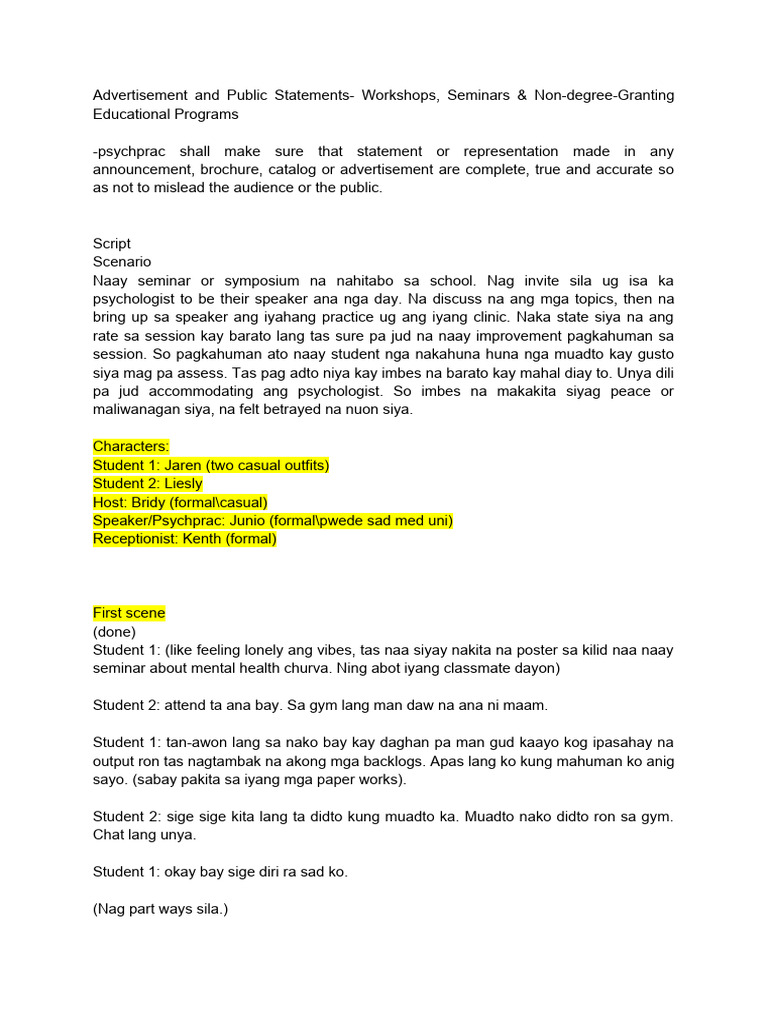 Script (Advertisement) | PDF