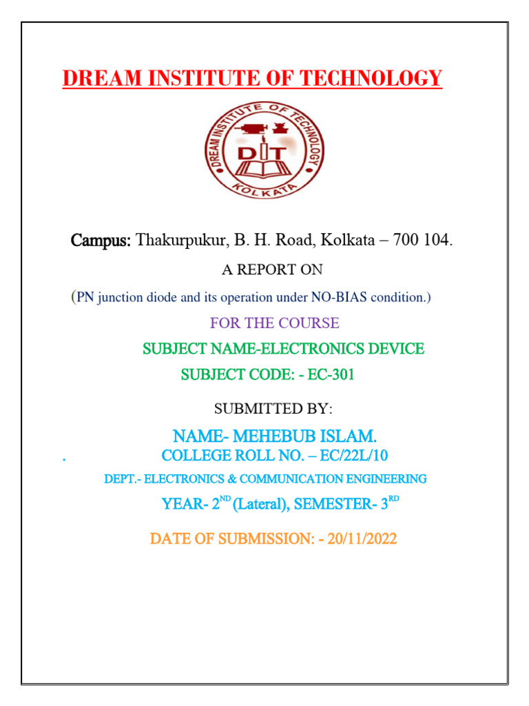Mehebub Islam - Electronic Device (Ec-301) | PDF | P–N Junction | Diode
