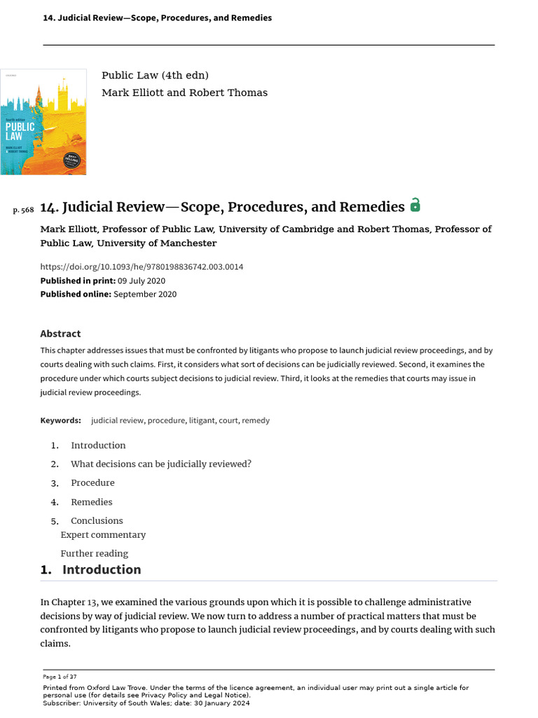 Judicial Review Scope Procedure Remediesss | PDF