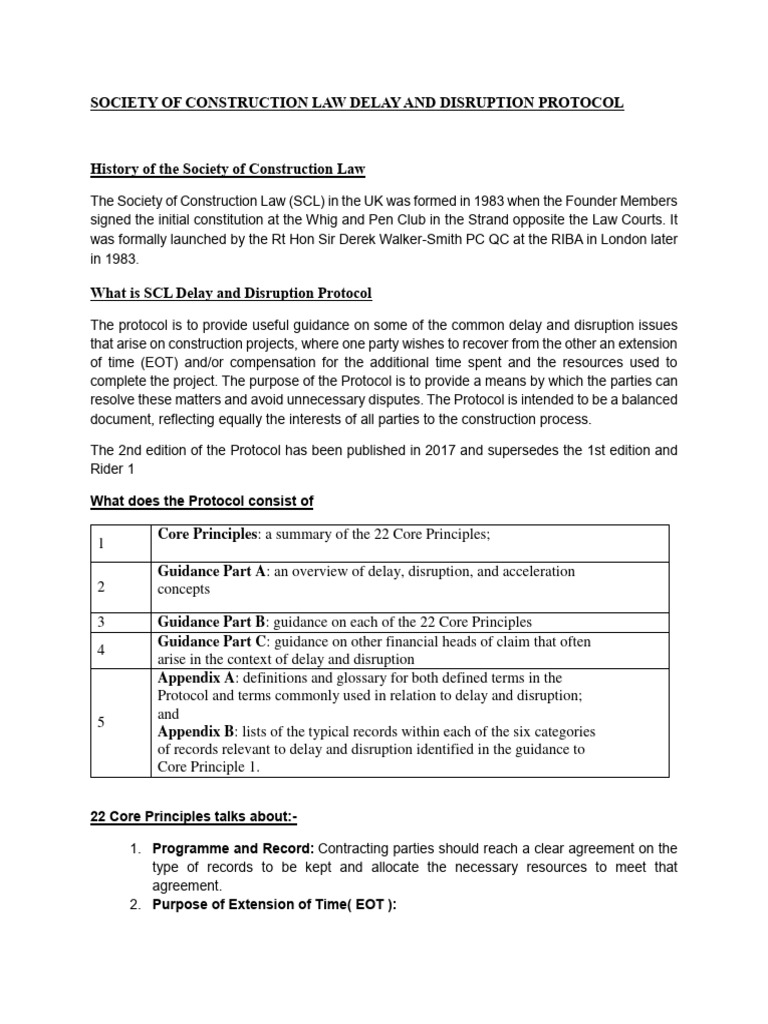 SCL Delay and Disruption Protocol in Brief 1689309554 | PDF | Finance ...