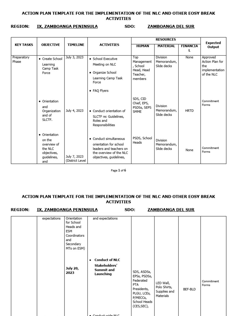 Action Plan Template NLC Orientation - ZDS | PDF | Computing
