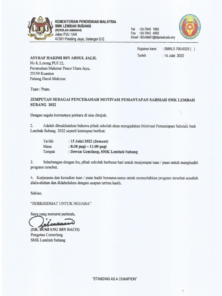 Surat Jemputan Penceramah | PDF