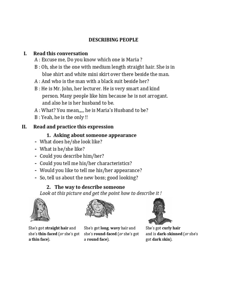 Describing People | PDF | Hair | Human Appearance