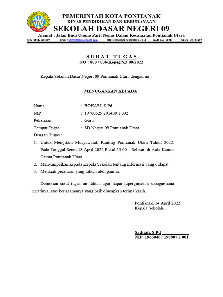Surat Tugas Bimtek | PDF