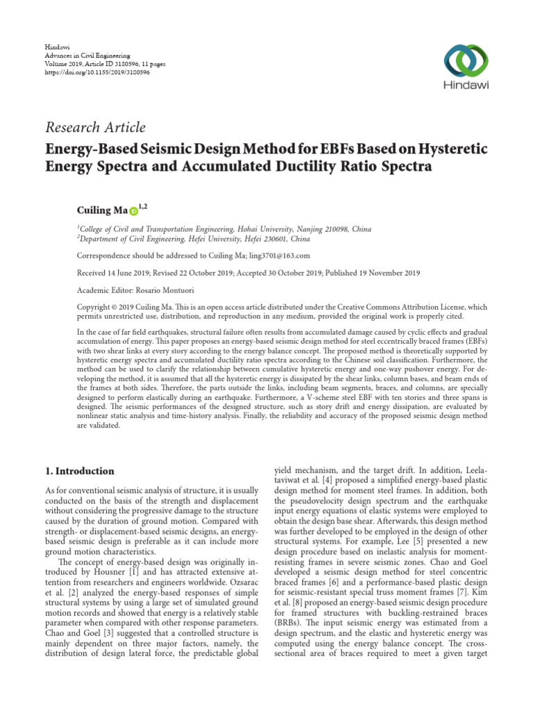 Energy Based Seismic Design Method For Ebfs Based On Hysteretic Energy Spectra And Accumulated