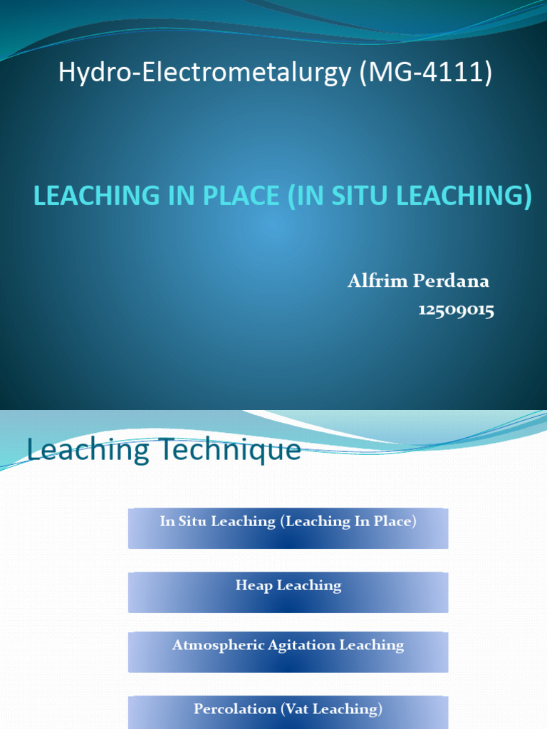 In Situ Leaching Techniques Overview | PDF | Chemistry | Minerals