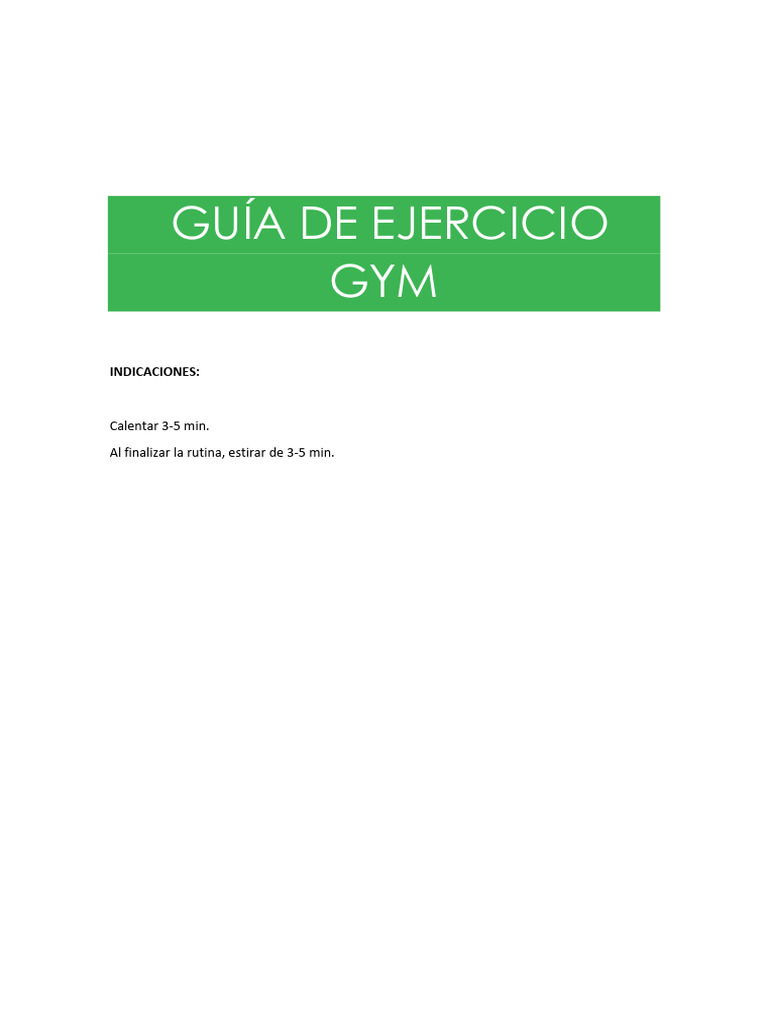 Guia de Ejercicio Gym PDF | Descargar gratis PDF | Ejercicio físico ...