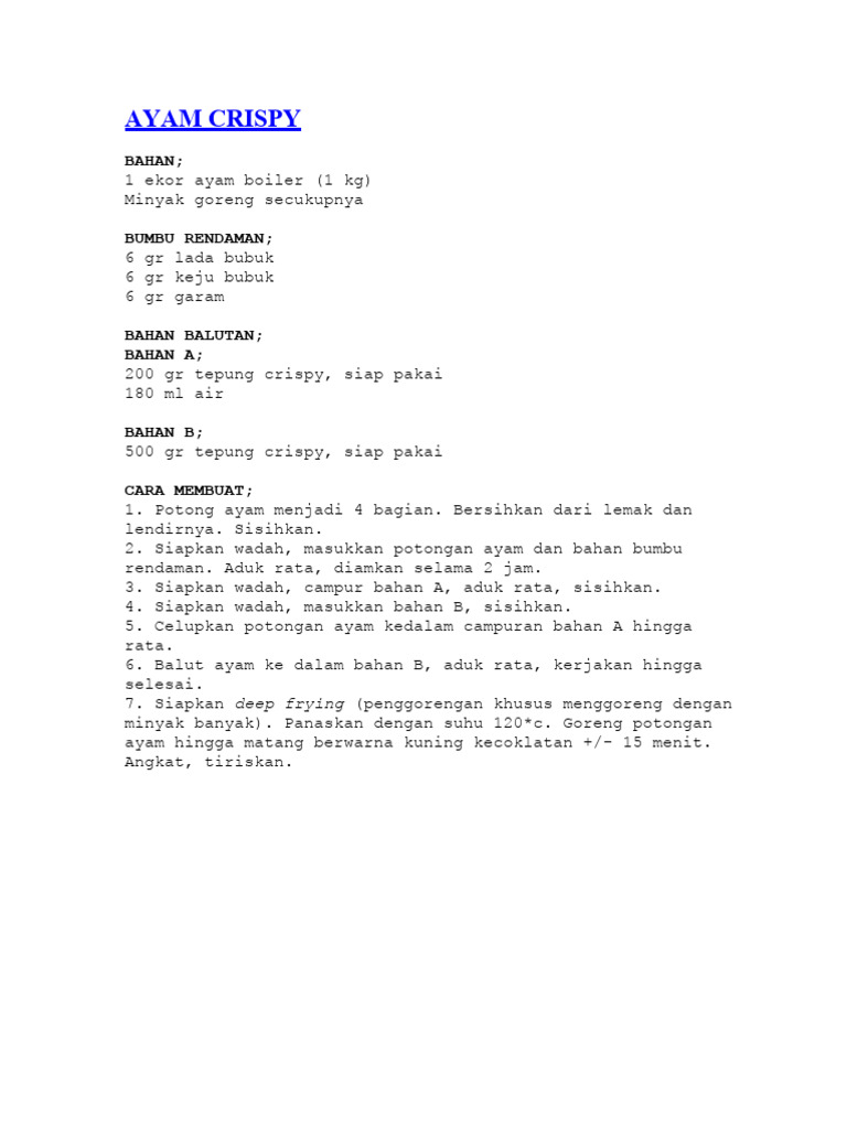 Ayam Crispy | PDF