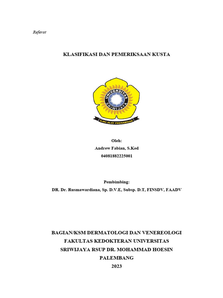 Klasifikasi Dan Pemeriksaan Kusta | PDF | Sains & Matematika