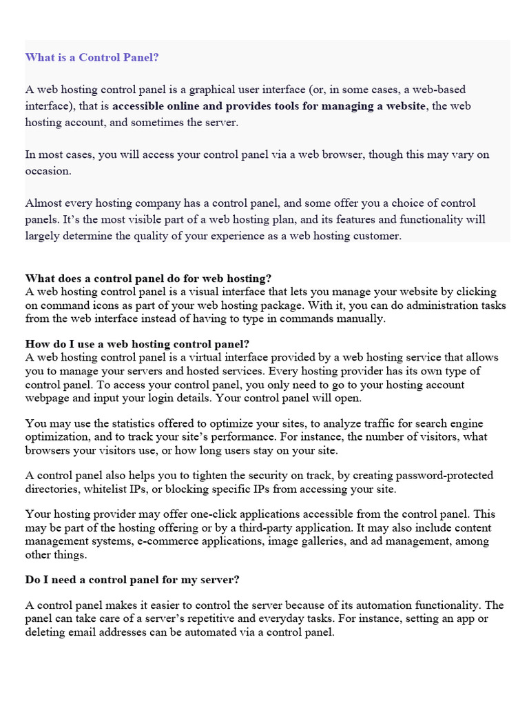 What Is A Control Panel | PDF