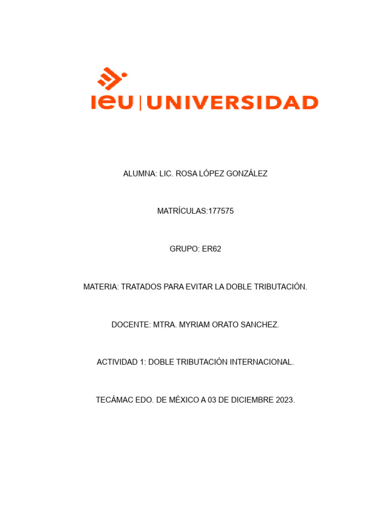 Act 1 Doble Tributacion Internacional | PDF