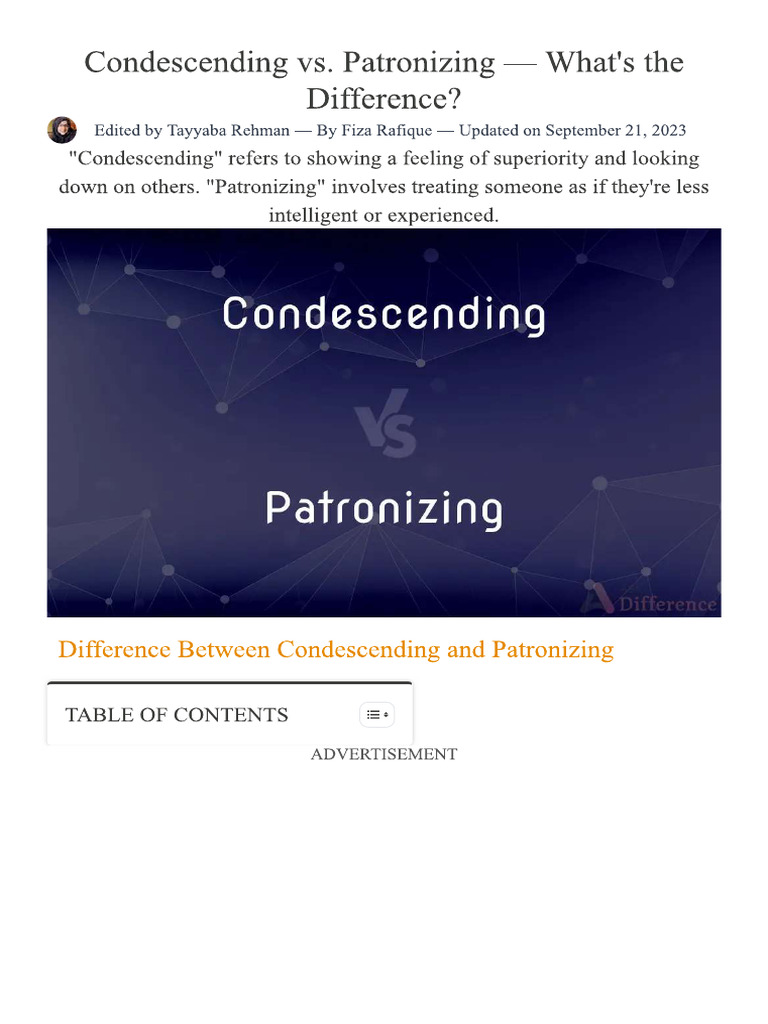 C2 Vocab Condescending Vs Patronizing | PDF