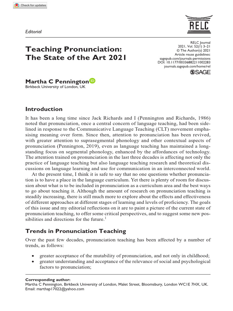 Current Trends in Pronunciation Teaching | PDF | Second Language ...