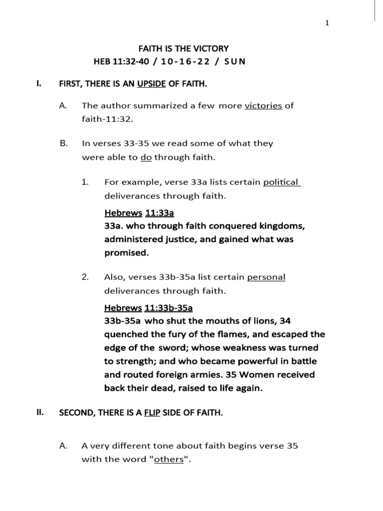 2022-10-16 - Faith Is The Victory | PDF