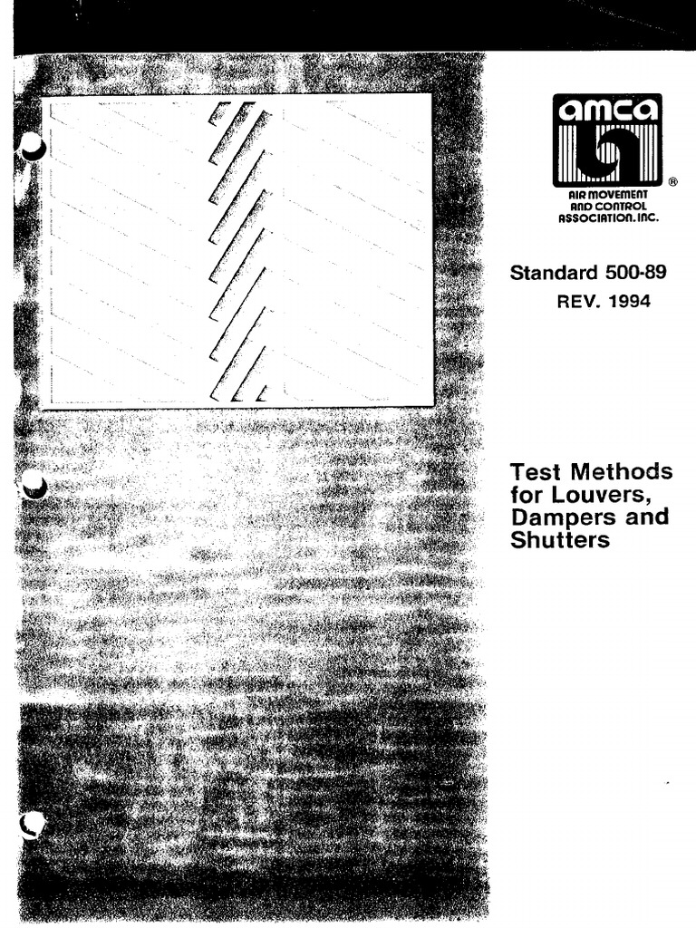 AMCA 500-89 Test Methods For Louvers Dampers and Shutters | PDF