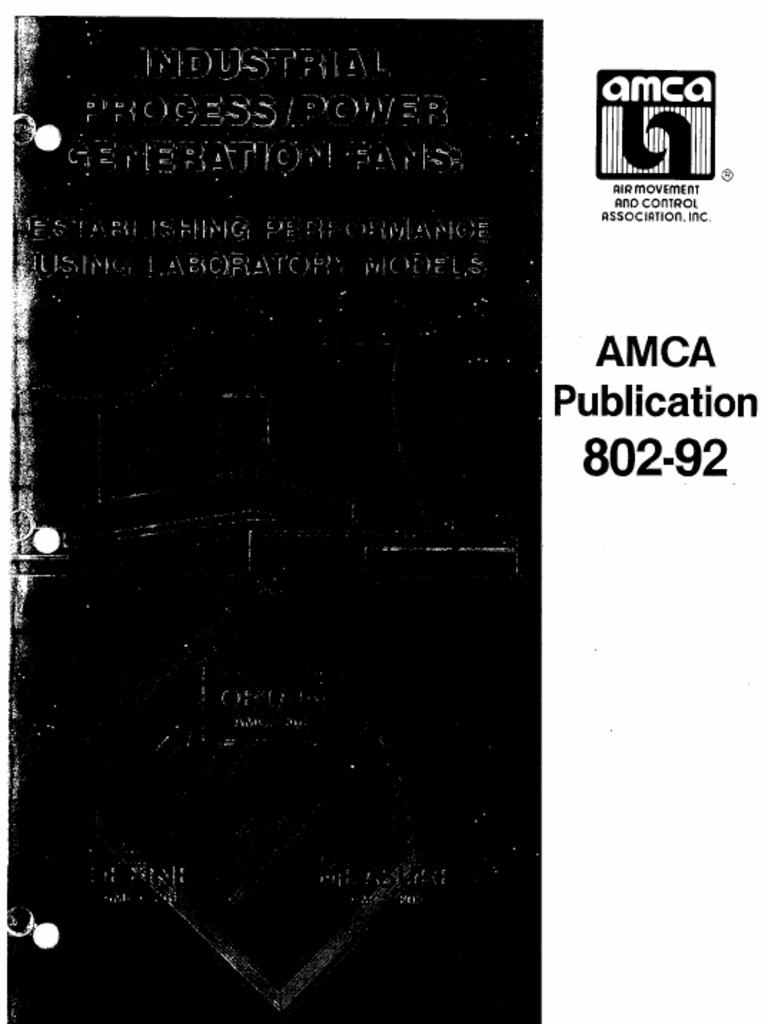 AMCA 802-92 Genration Fans Establishing Performance Using Laboratory Models | PDF