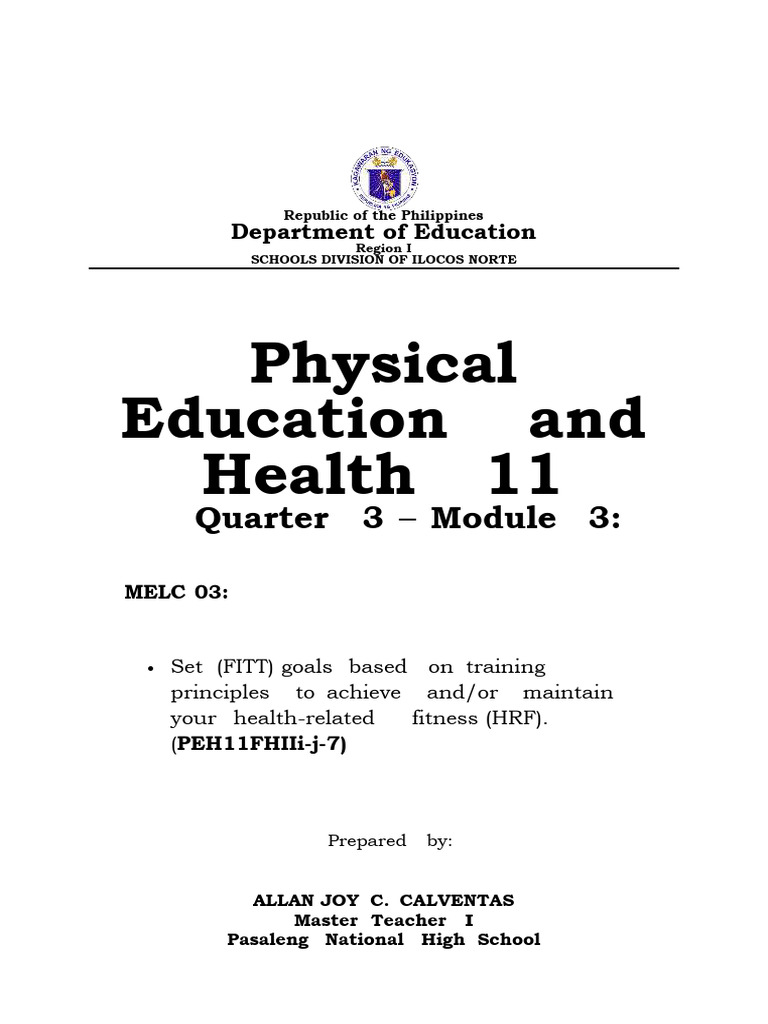 PEH 11 Q3 Mod3 Week 56 MELC03 Module3 AJCCalventas | PDF | Physical Fitness | Aerobic Exercise