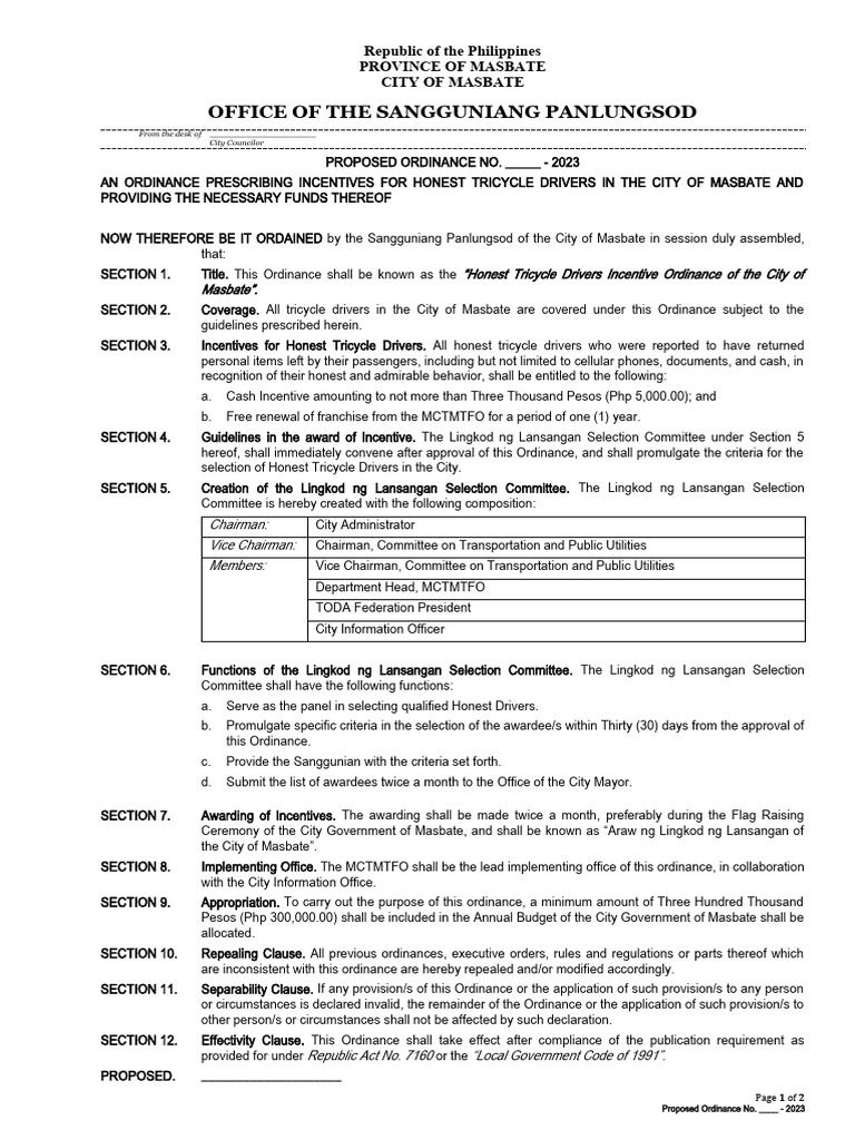 PO Honest Driver Incentive - Mco | Download Free PDF | Legal Documents | Justice