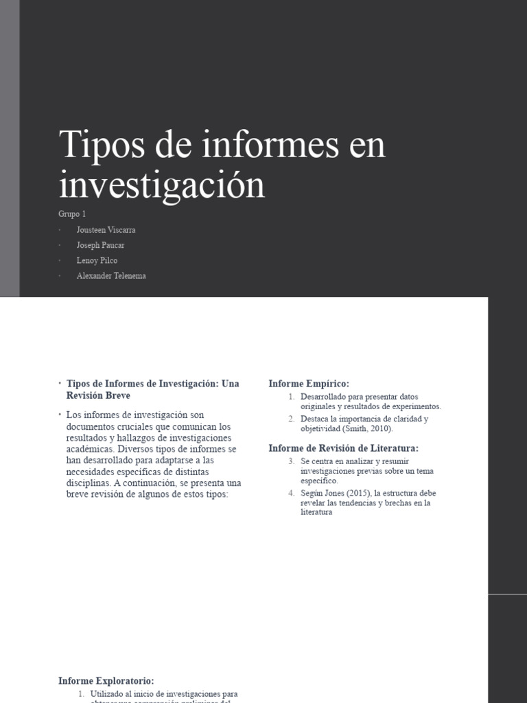 Tipos de Informes en Investigación | PDF | Investigación cuantitativa ...