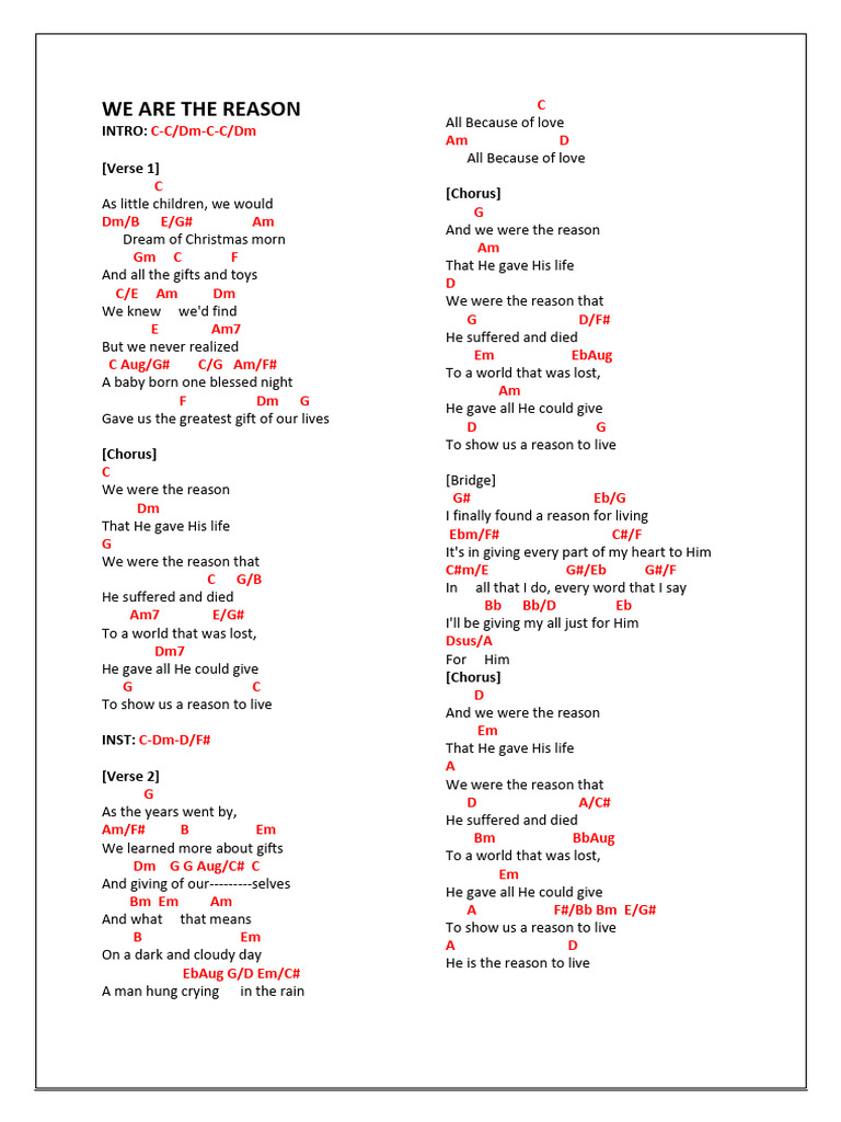 We Are The Reason (Avalon) | PDF | Musical Forms | Songs