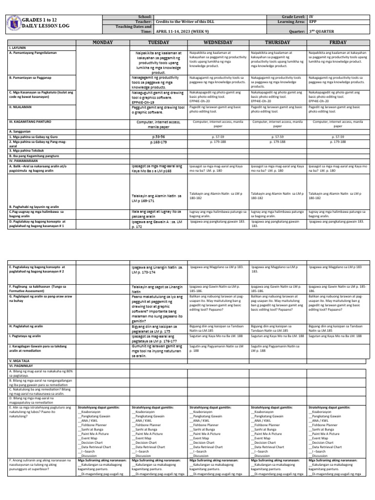 DLL - Epp 4 - Q3 - W9 | PDF