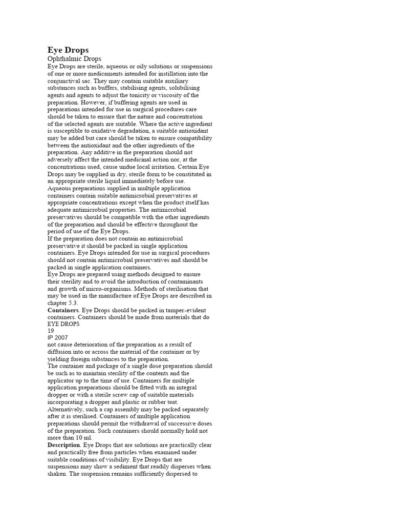 Eye Drops Pdf Sterilization Microbiology Antimicrobial