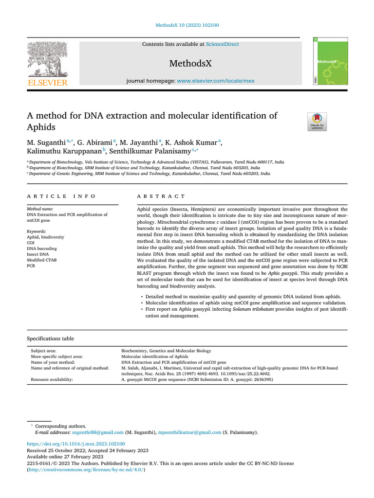 CTAB Method of Dna Extraction | PDF | Polymerase Chain Reaction | Dna Sequencing